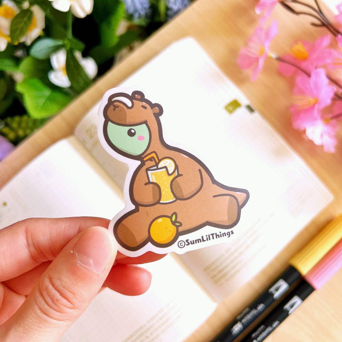 Vinyl Sticker - Capybara Nohnoh Drinking Yuzu – SumLilThings