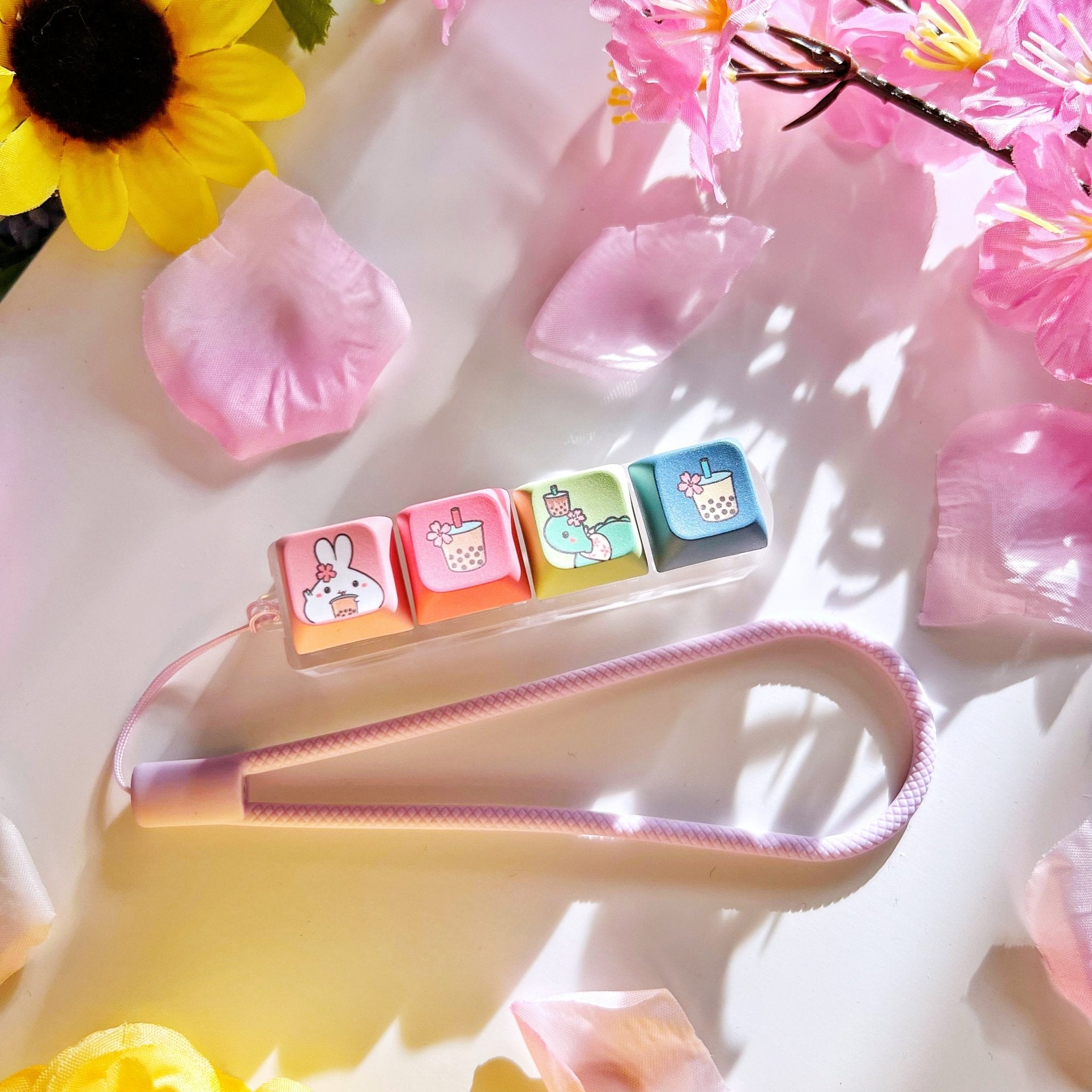 Keyboard Keychain - Sakura Boba (4-Set) with LIGHTS – SumLilThings